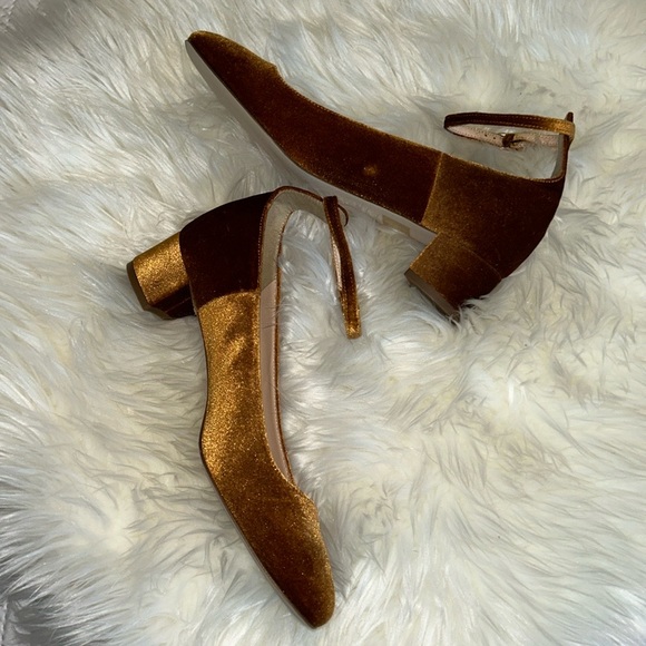 J. Crew | Shoes | J Crew Velvet Anklestrap Block Heel | Poshmark